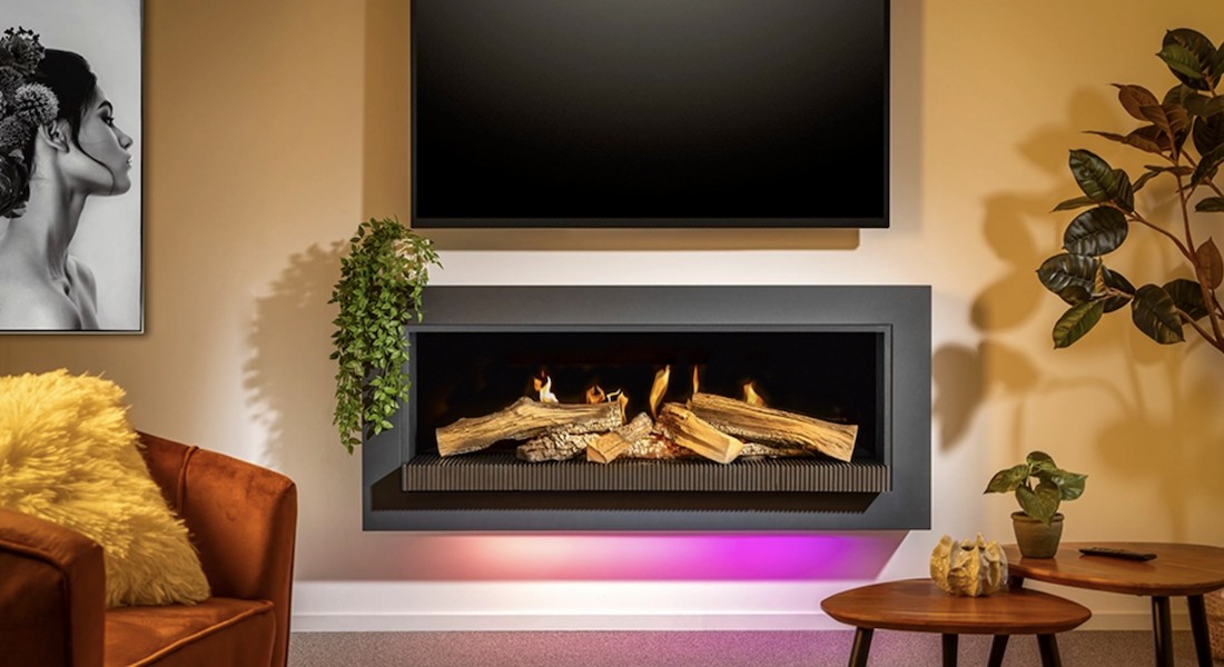 Elektrische open haard E-55" | Met Design Frame - UW-haard.nl